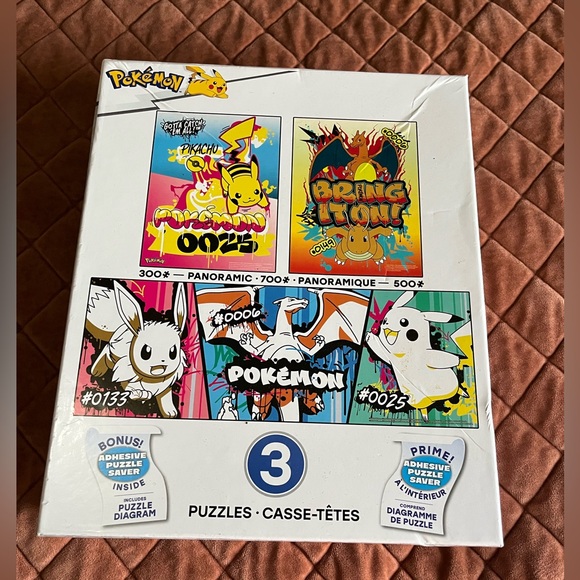 Pokemon | Toys | Pokemon Set Of 3 Puzzles With Puzzle Adhesive Saver ...